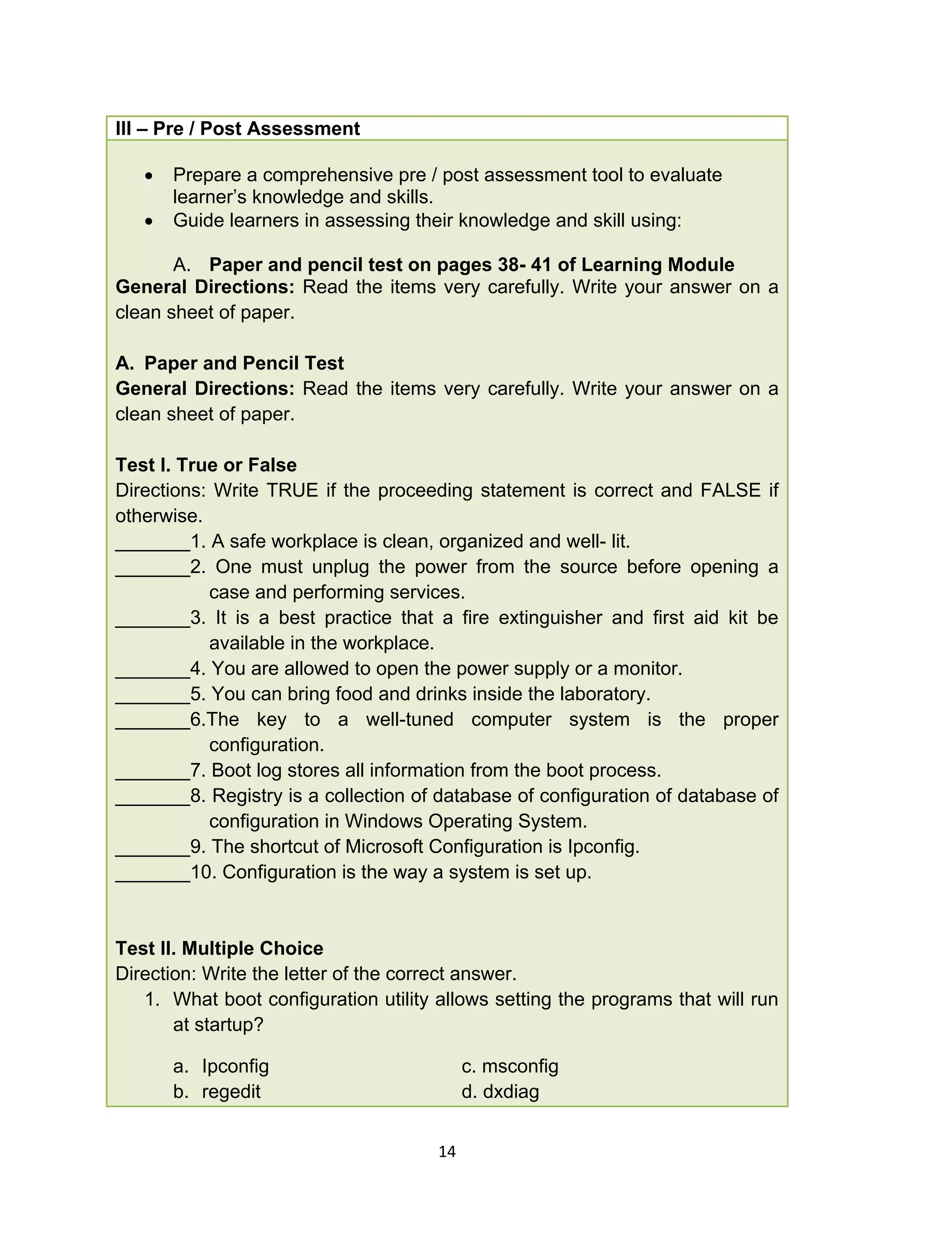 Computer Hardware Servicing Learner's Material Grade 10 | PDF