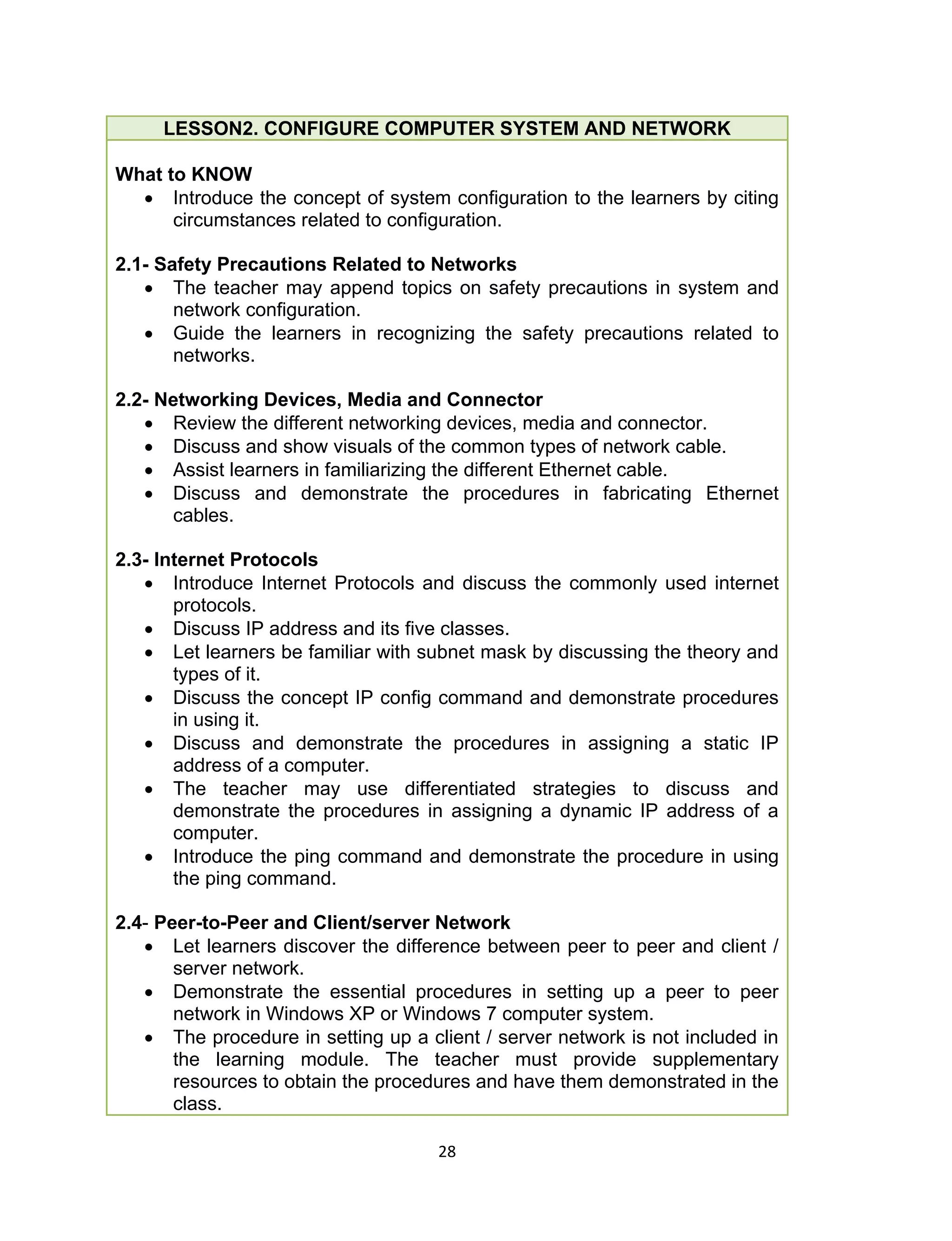 Computer Hardware Servicing Learner's Material Grade 10 | PDF | Computer Networking | Computing