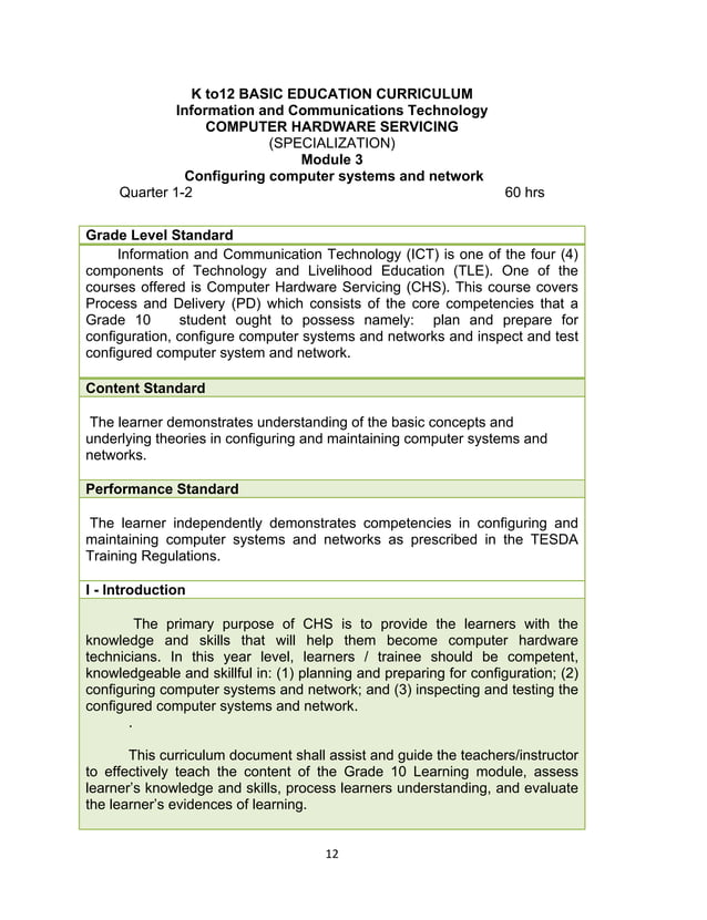 Computer Hardware Servicing Learner's Material Grade 10 | PDF ...