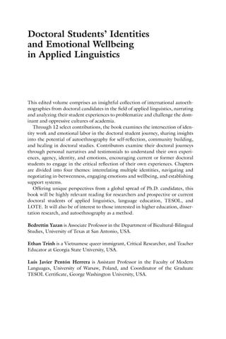 Doctoral Students Identities And Emotional Wellbeing In Applied ...