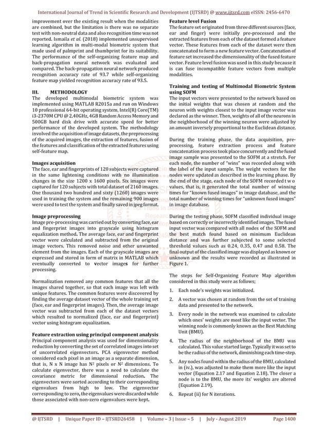 An Improved Self Organizing Feature Map Classifier for Multimodal Biometric Recognition System | PDF