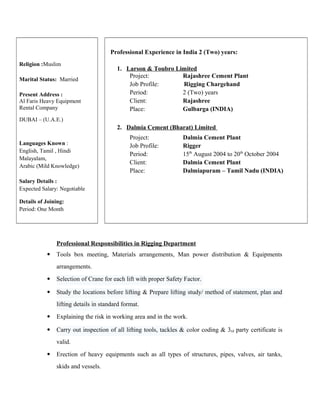 Rigger Job Description Resume