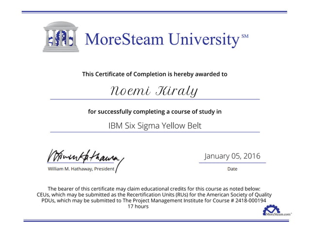 Yellow Belt Certificate | PDF