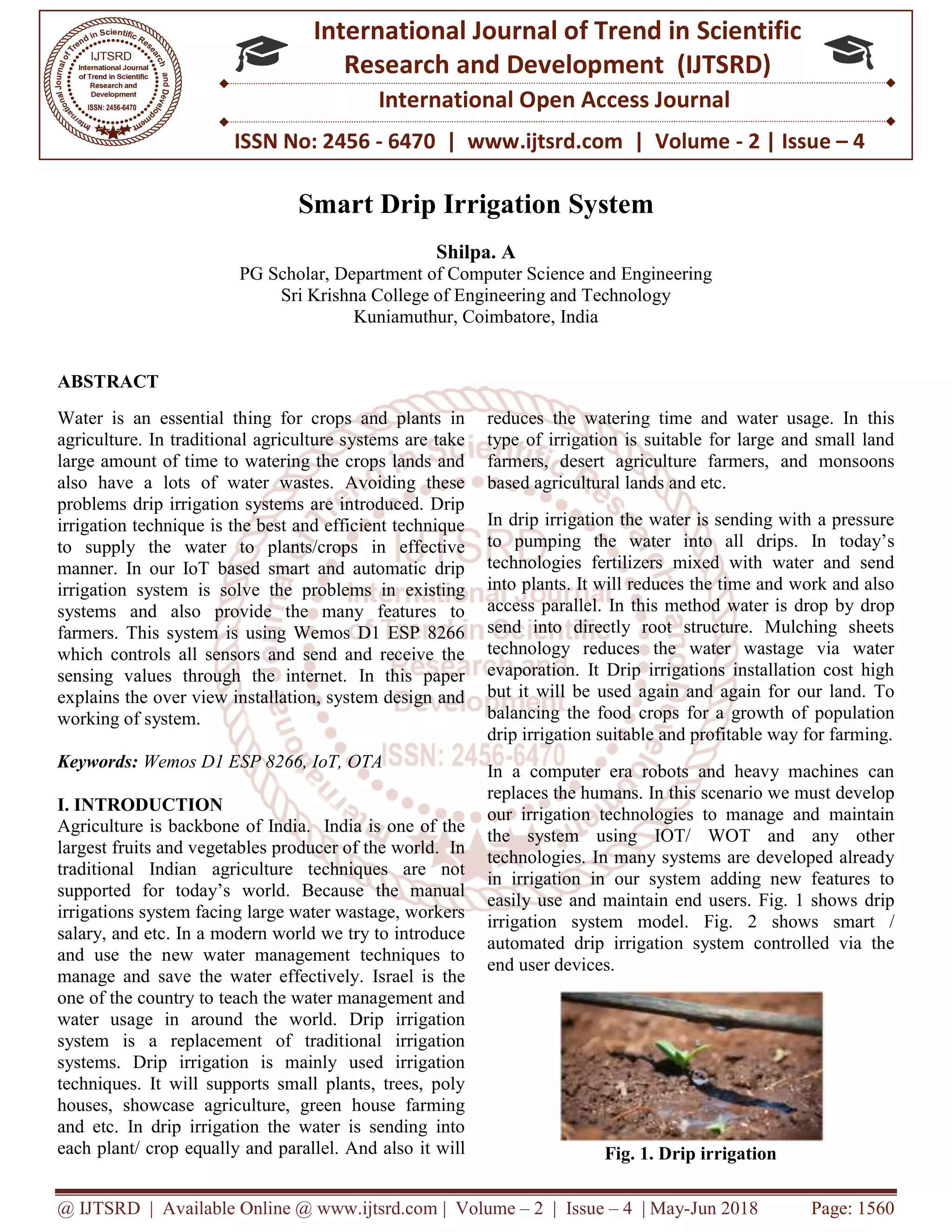 Smart Drip Irrigation System | PDF