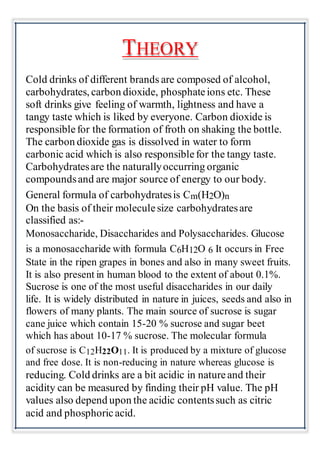 Chemistry project file on cold drink test | DOC