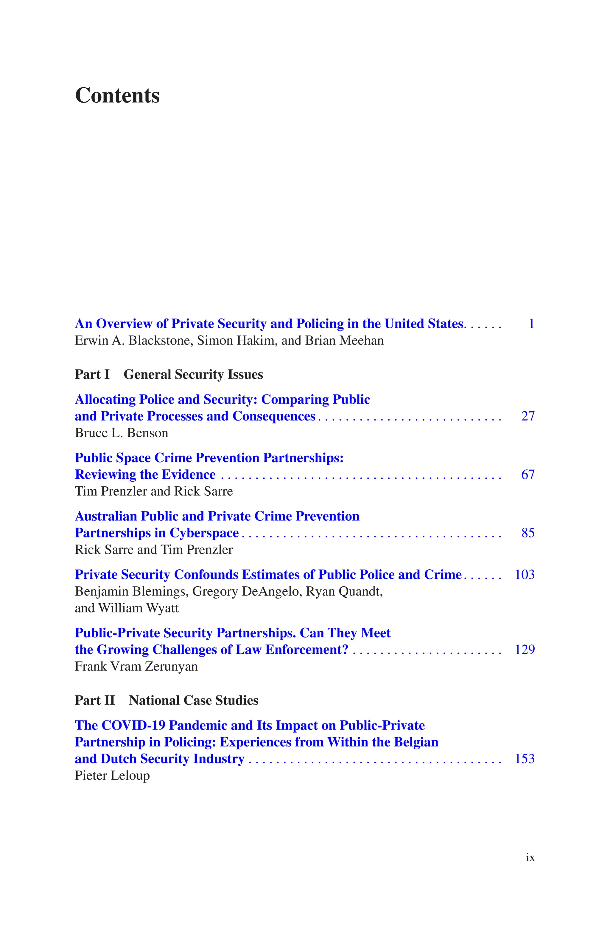Handbook On Public And Private Security Erwin Blackstone Simon Hakim | PDF