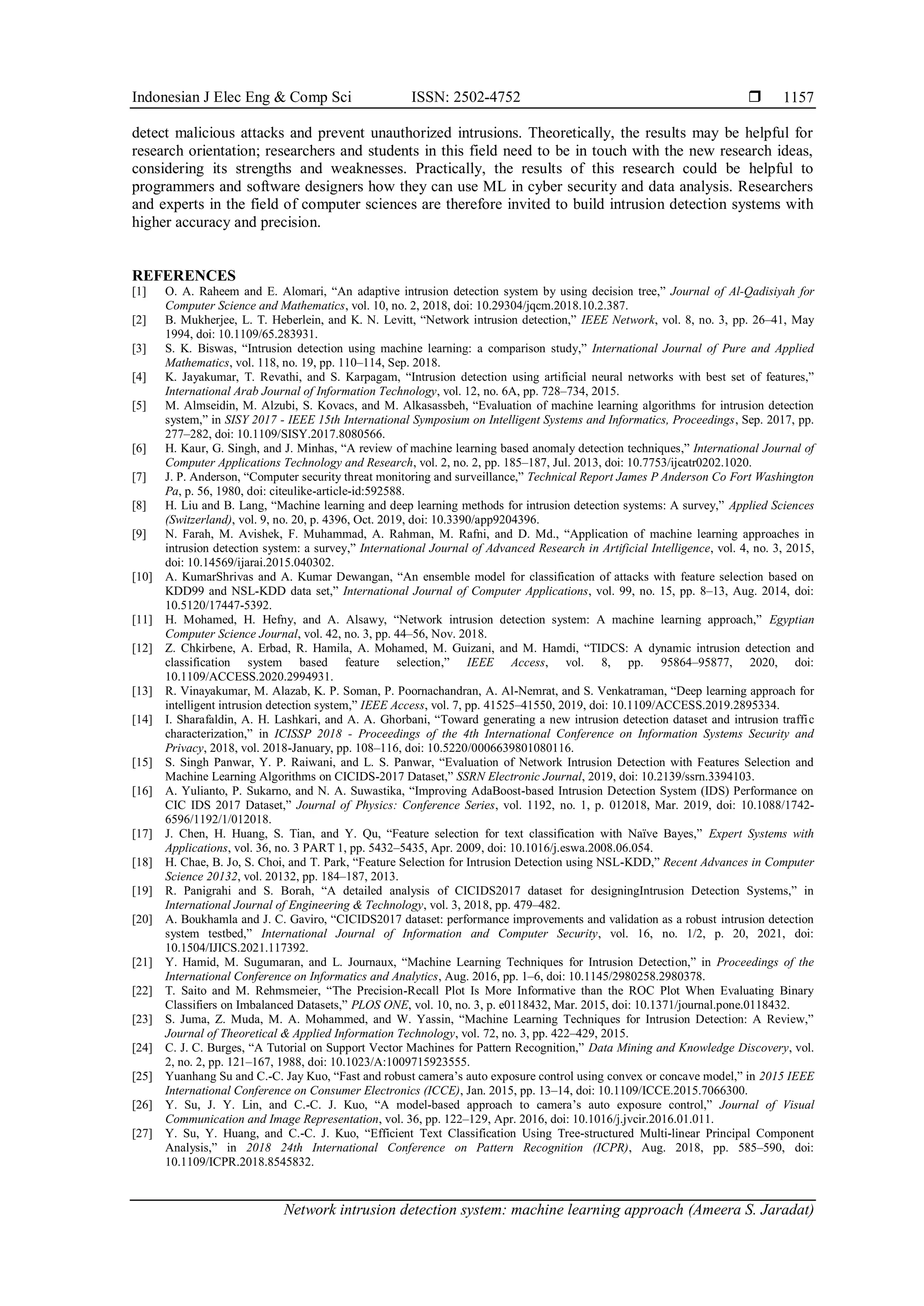 Network intrusion detection system: machine learning approach | PDF