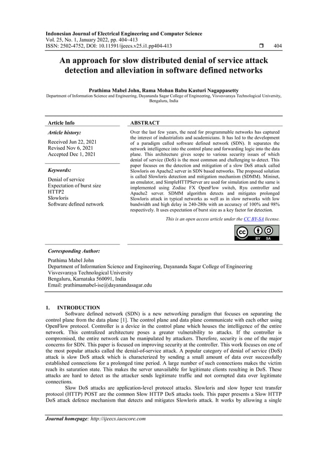 An Approach For Slow Distributed Denial Of Service Attack Detection And