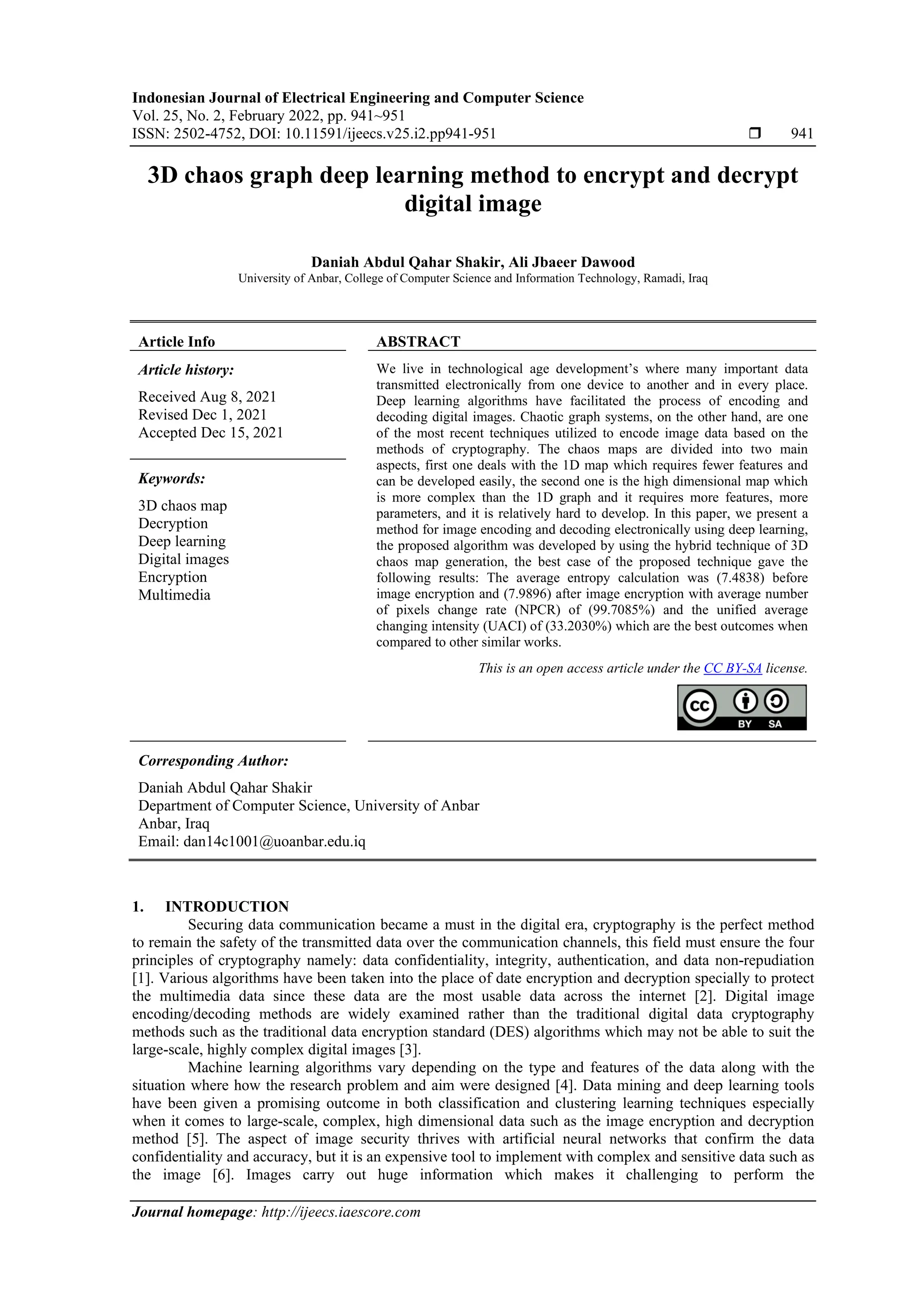 3D chaos graph deep learning method to encrypt and decrypt digital image | PDF