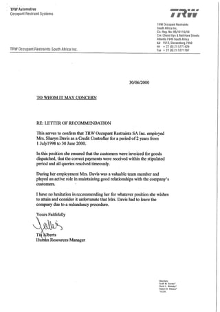 Letter from TRW | PDF