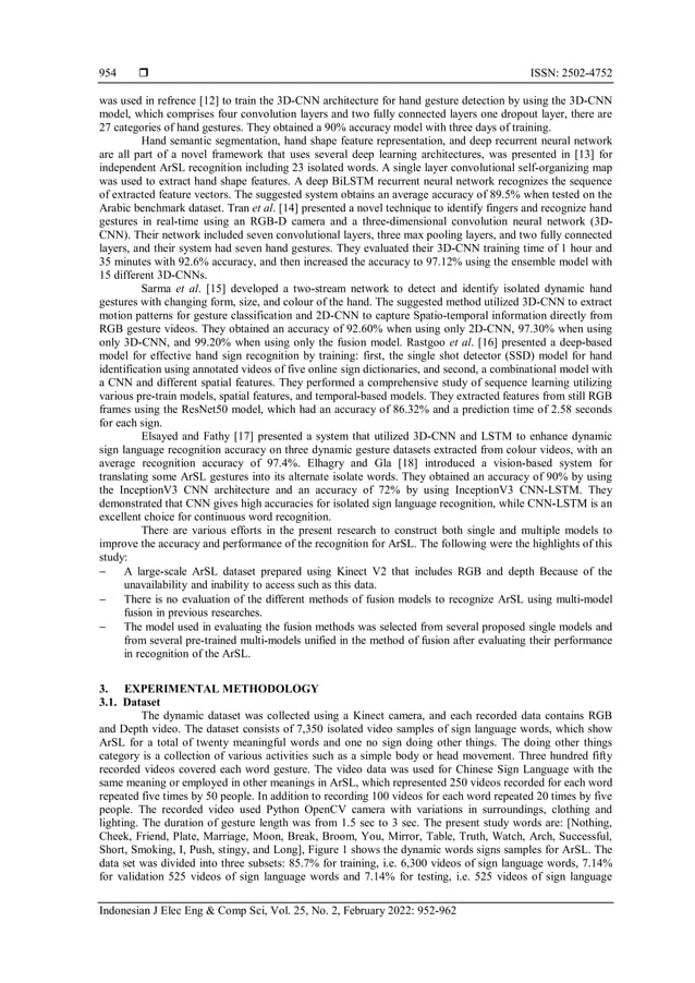 Dynamic hand gesture recognition of Arabic sign language by using deep convolutional neural ...