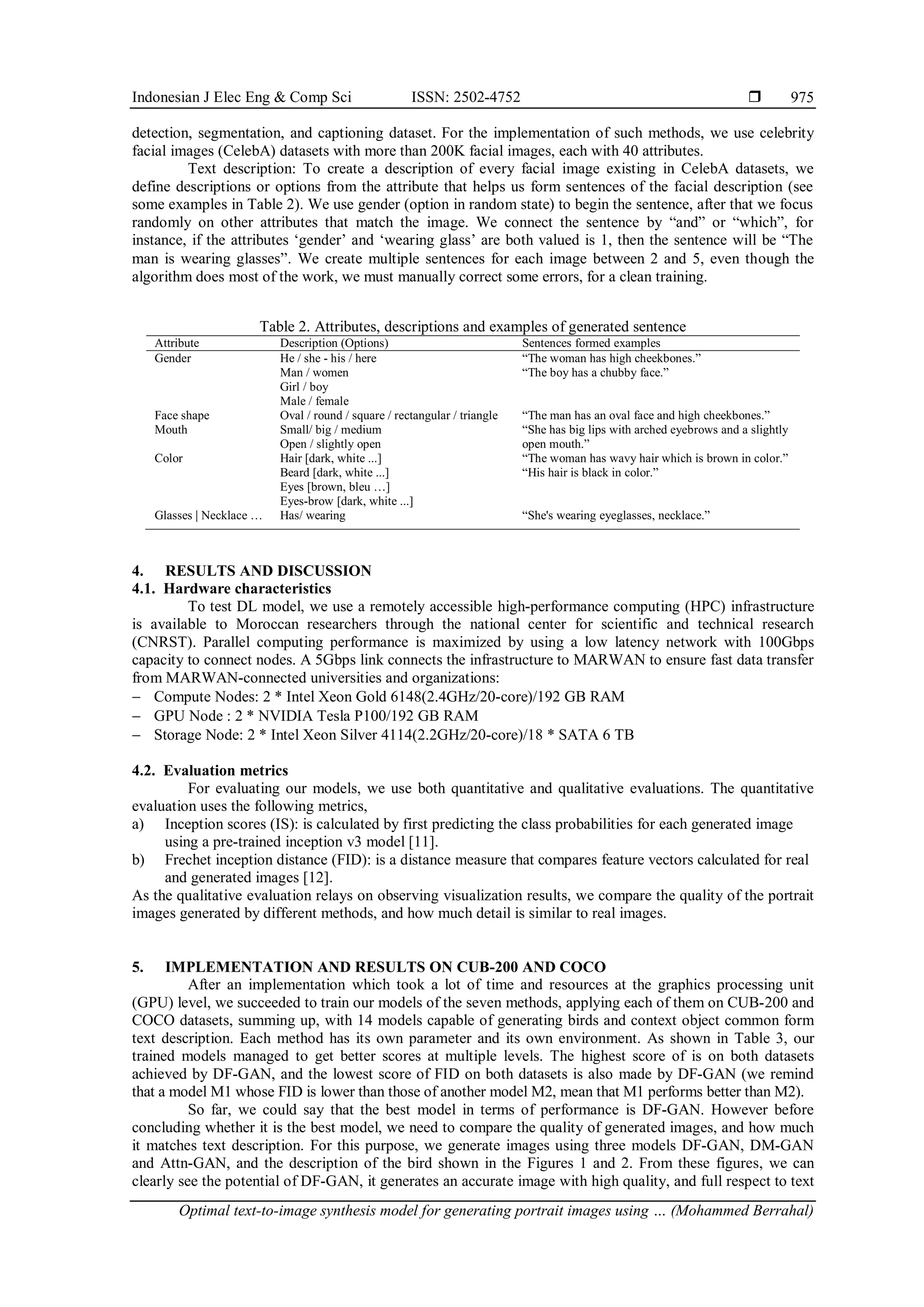 Optimal text-to-image synthesis model for generating portrait images using generative ...