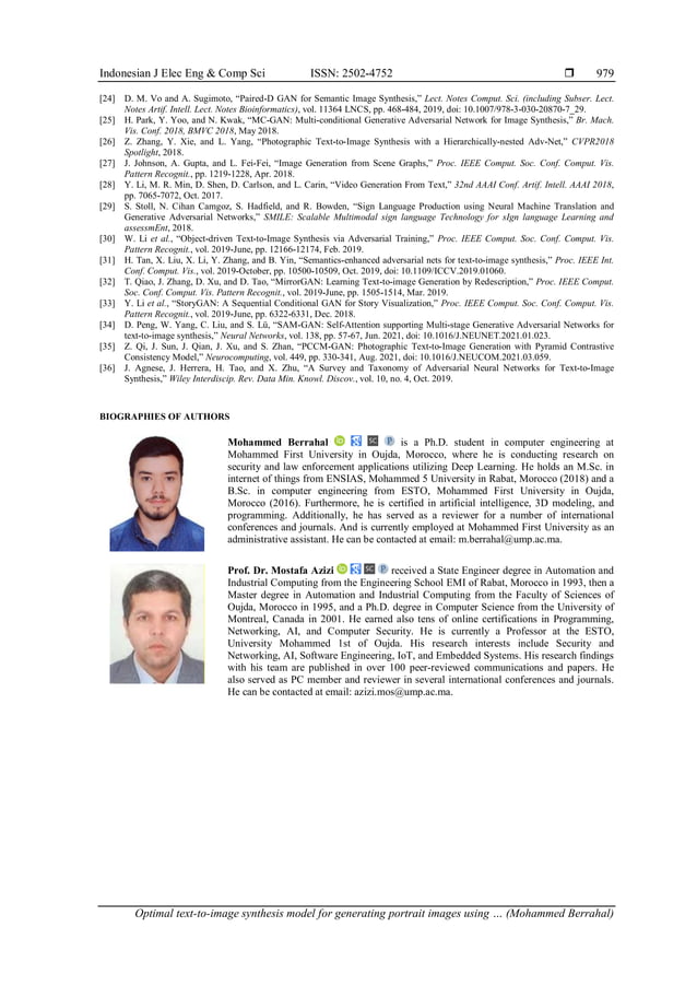 Optimal text-to-image synthesis model for generating portrait images using generative ...