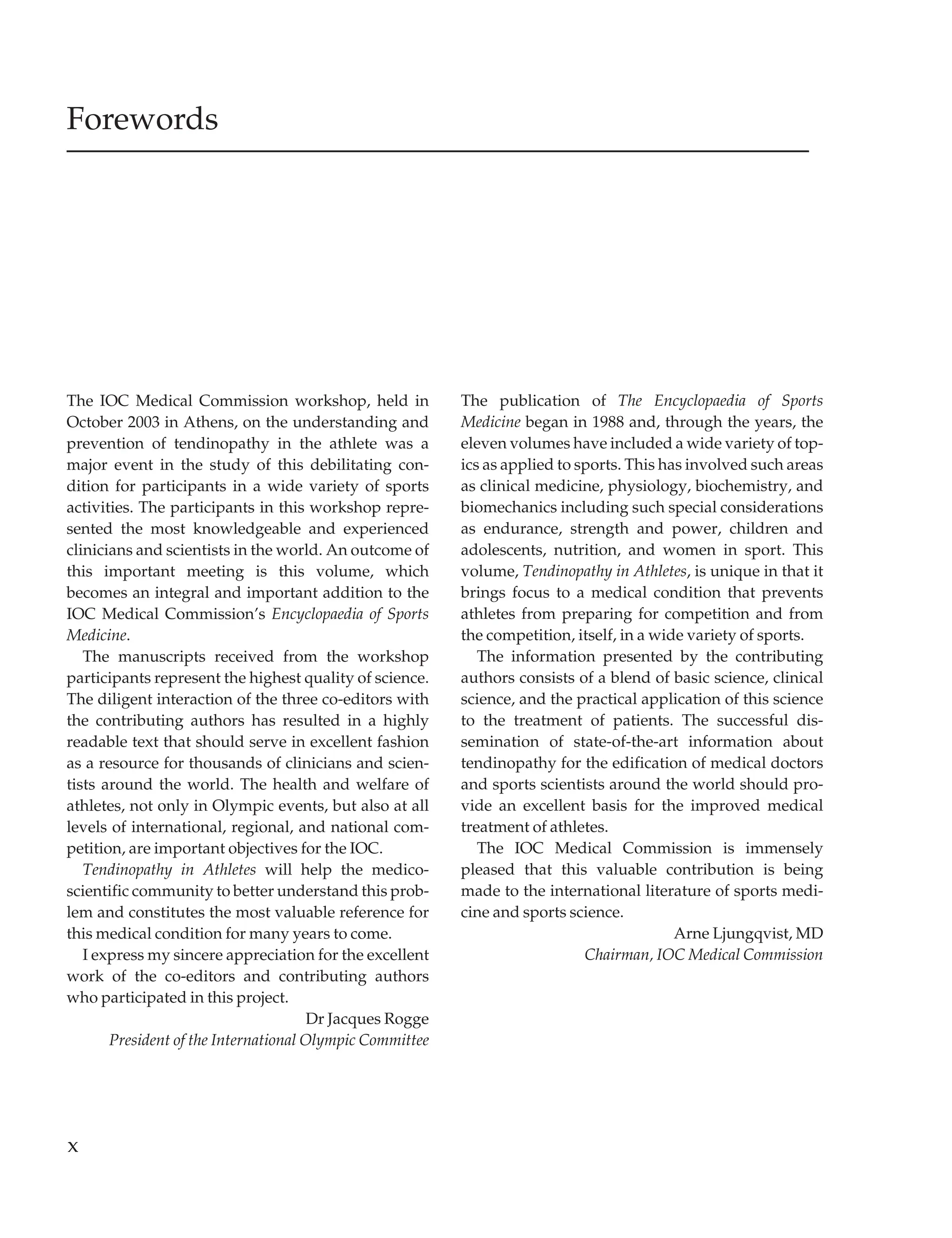 Tendinopathy In Athletes Encyclopaedia Of Sports Medicine May 14 ...