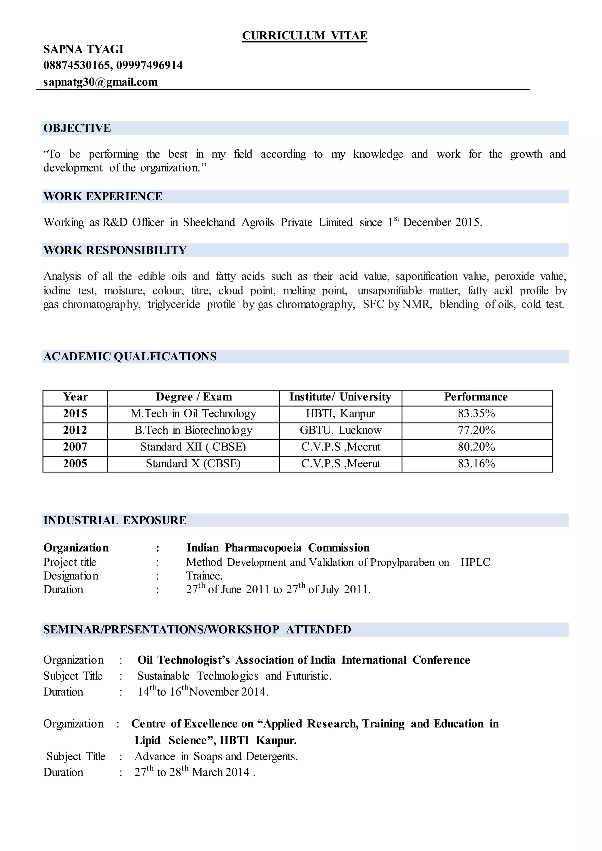 Sapna tyagi cv | PDF