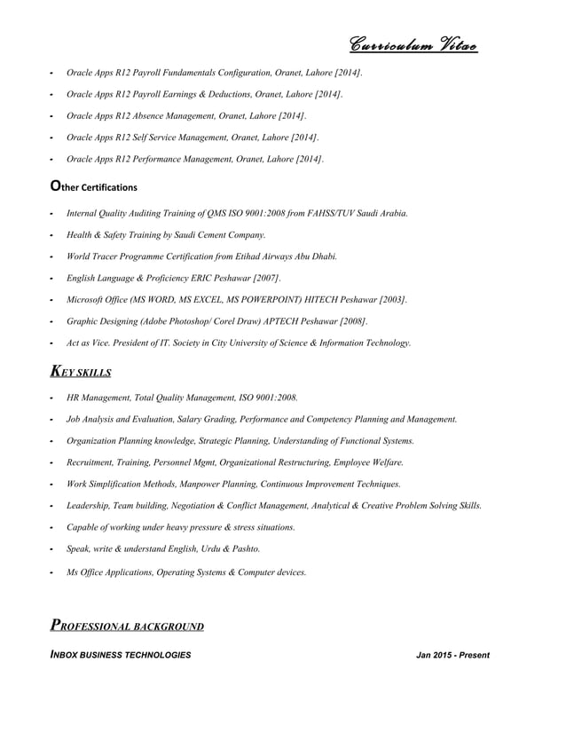 Hamid Us Sahar CV | PDF