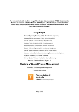 Project Management Masters Thesis - Gary Hayes | PDF
