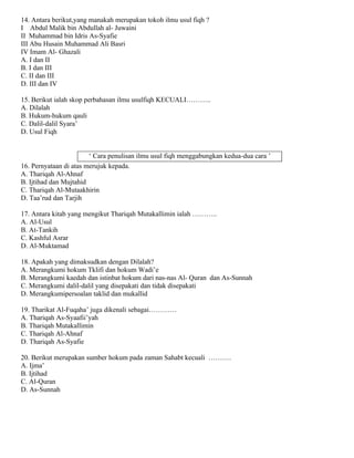 26866747 soalan-pengenalan-ilmu-usul-fiqh-soalan-objektif | PDF