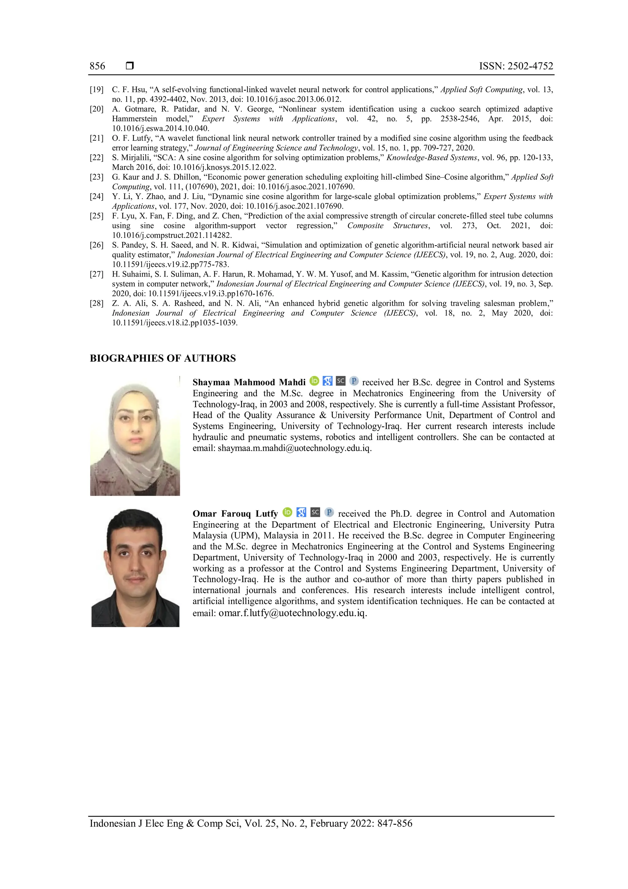 Control Of A Servo Hydraulic System Utilizing An Extended Wavelet Functional Link Neural Network