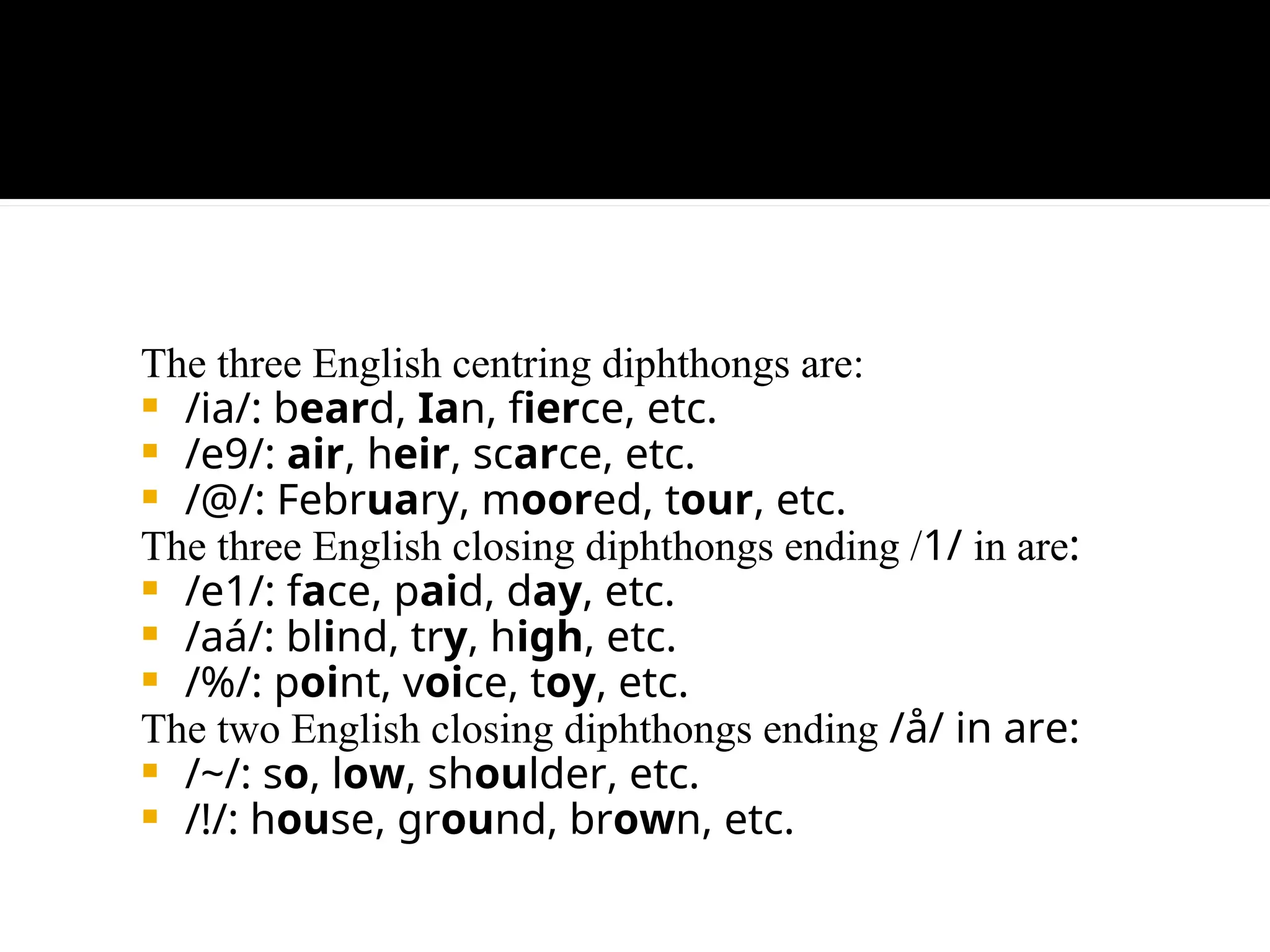 Definition of Vowels Description of Vowels Dipthongs | PPT