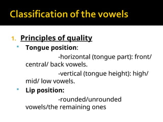 Definition of Vowels Description of Vowels Dipthongs | PPT