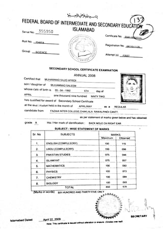 Matric | PDF