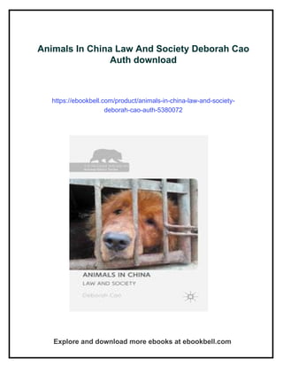 Animals In China Law And Society Deborah Cao Auth | PDF