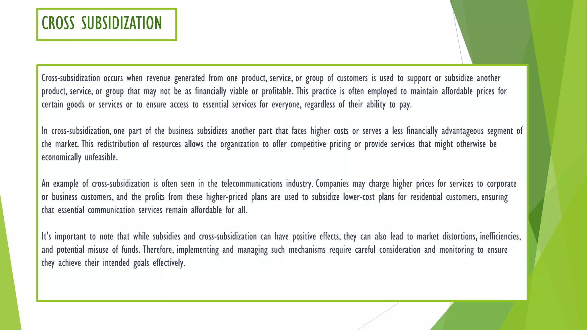 subsidization and cross subsidization | PDF