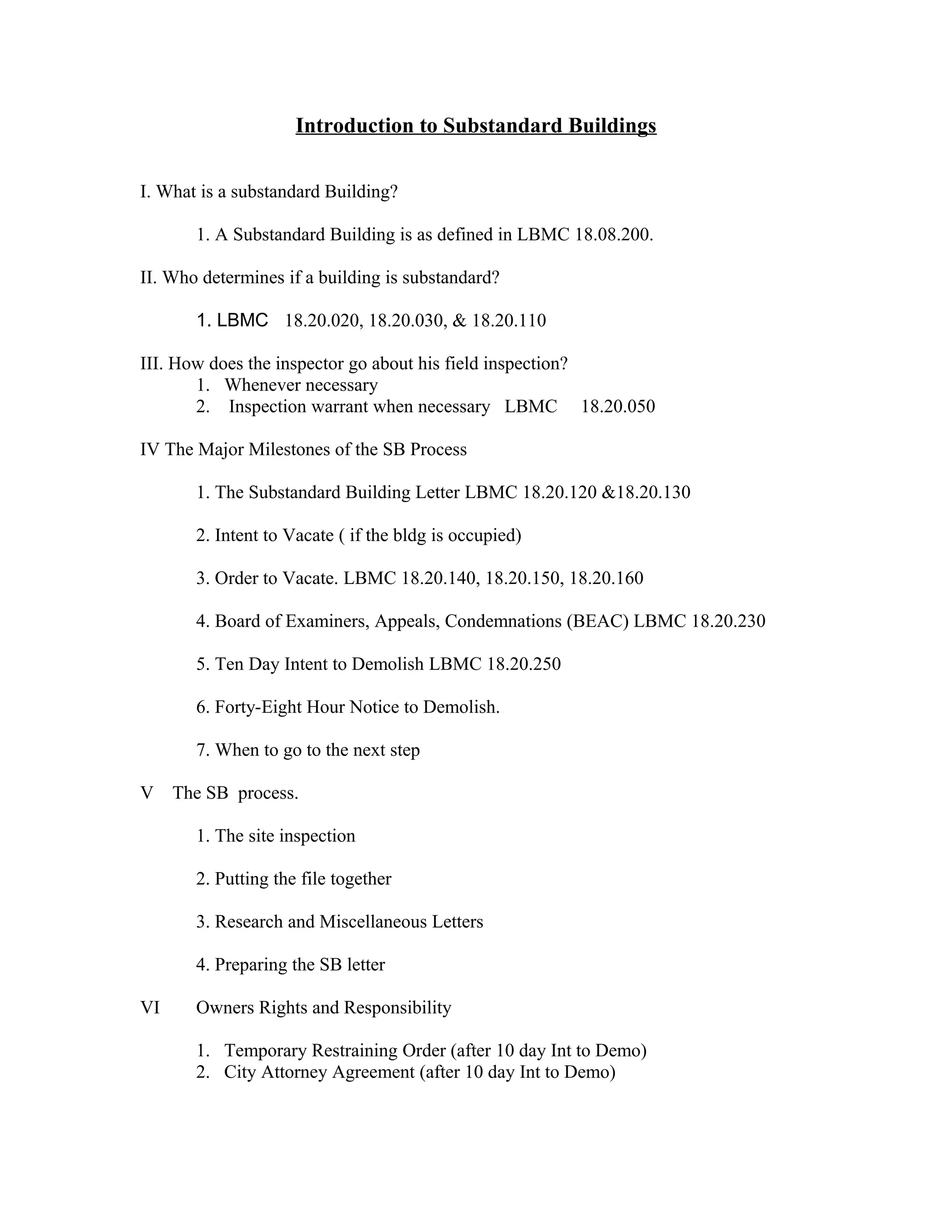 Introduction to Substandard Buildings | DOC
