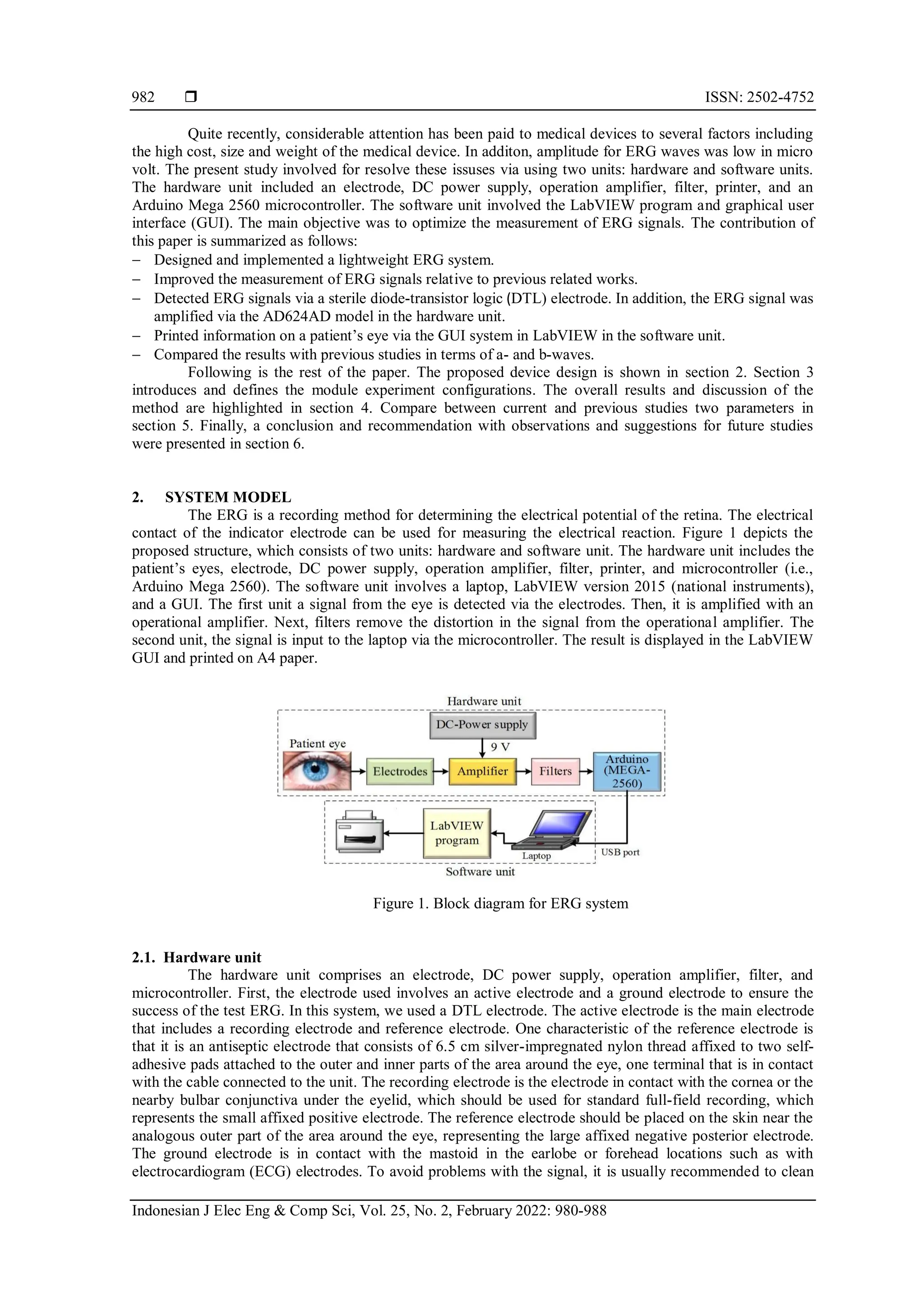 Measurement of an electroretinogram signal and display waves on ...
