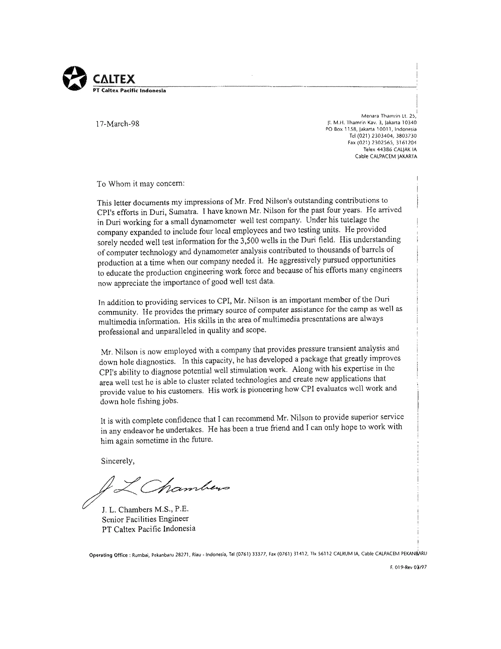 Jim Chambers LOR | PDF