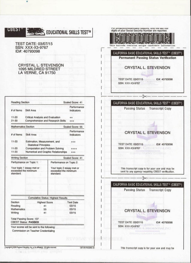 CBEST Passing Results CBEST Passing Results