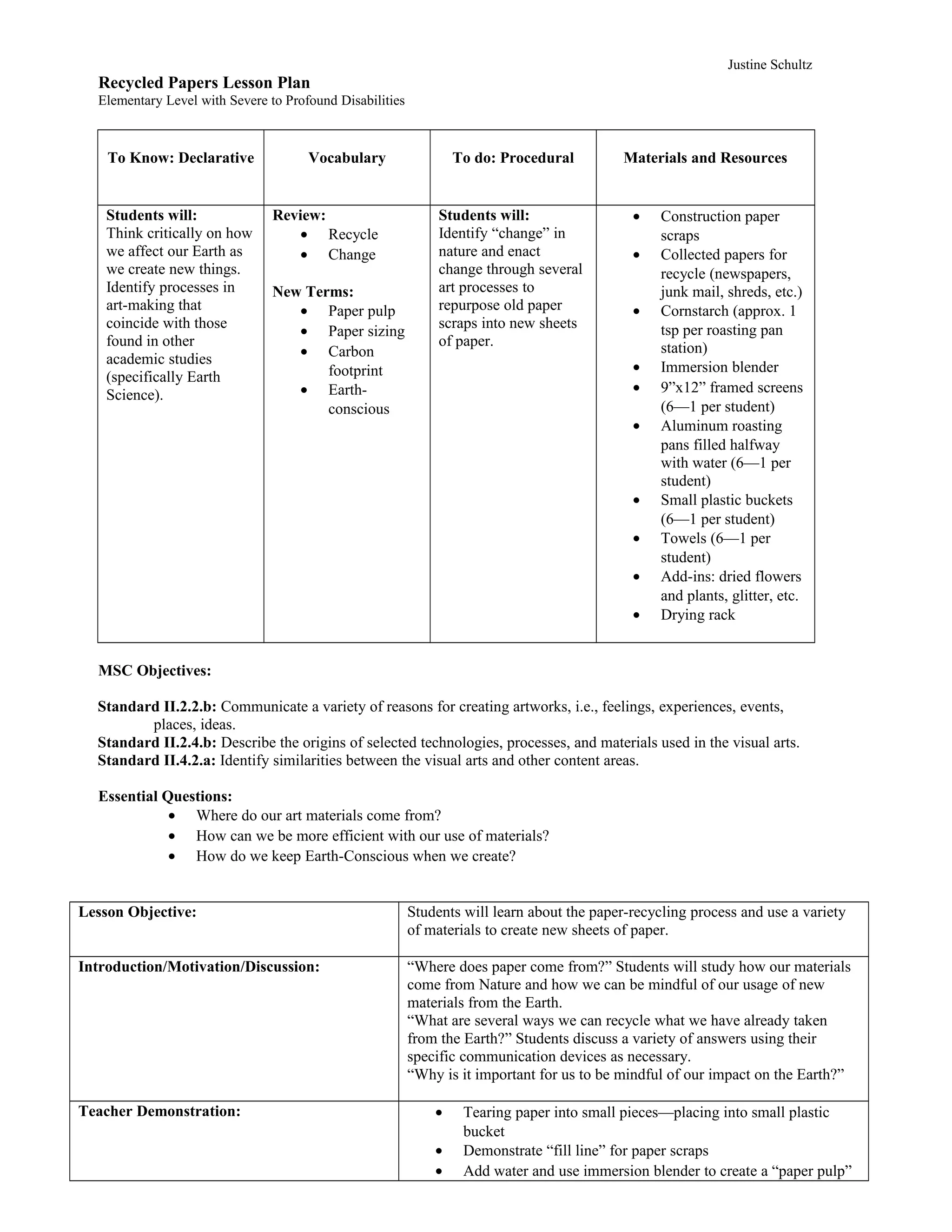 Recycled Paper Lesson | DOC