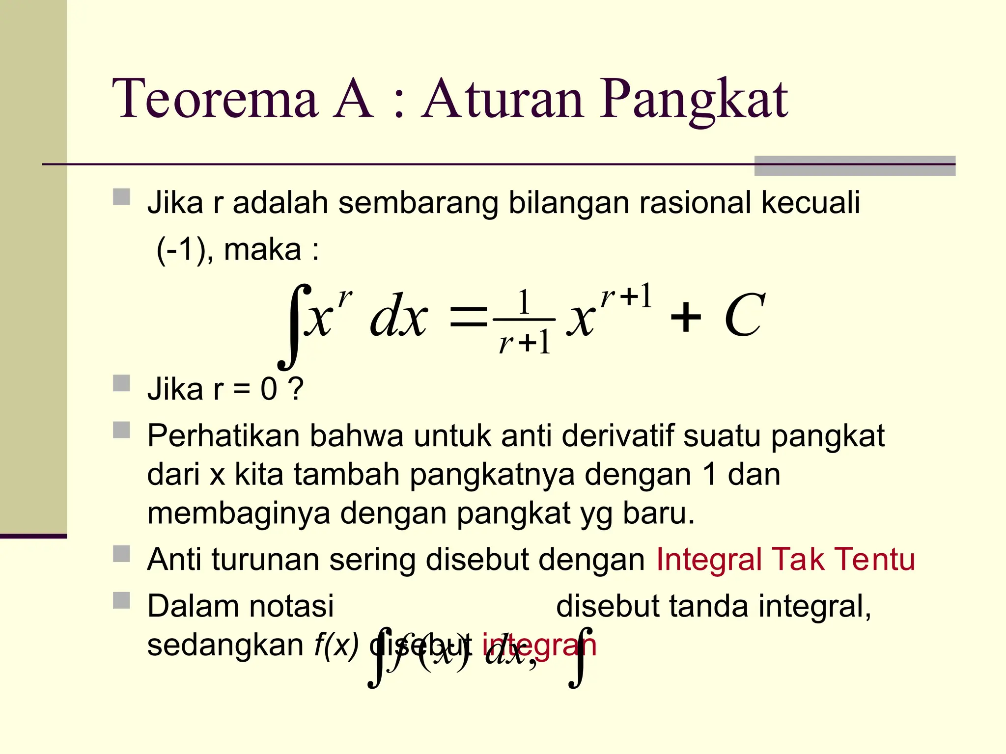 integral (anti turunan) untuk kalkulus I | PPT