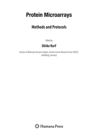 Protein Microarrays Methods and Protocols 2011th Edition Ulrike Korf | PDF