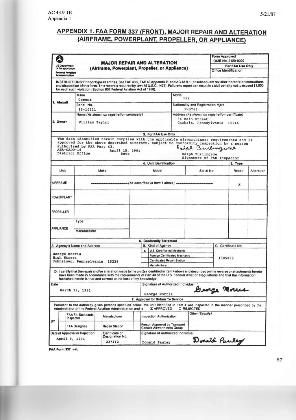 Aircraft Inspection and Maintenance Records