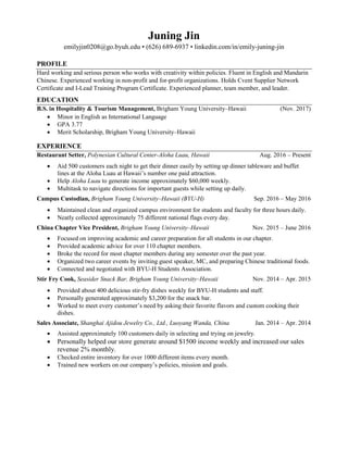 Juning Jin Resume | PDF