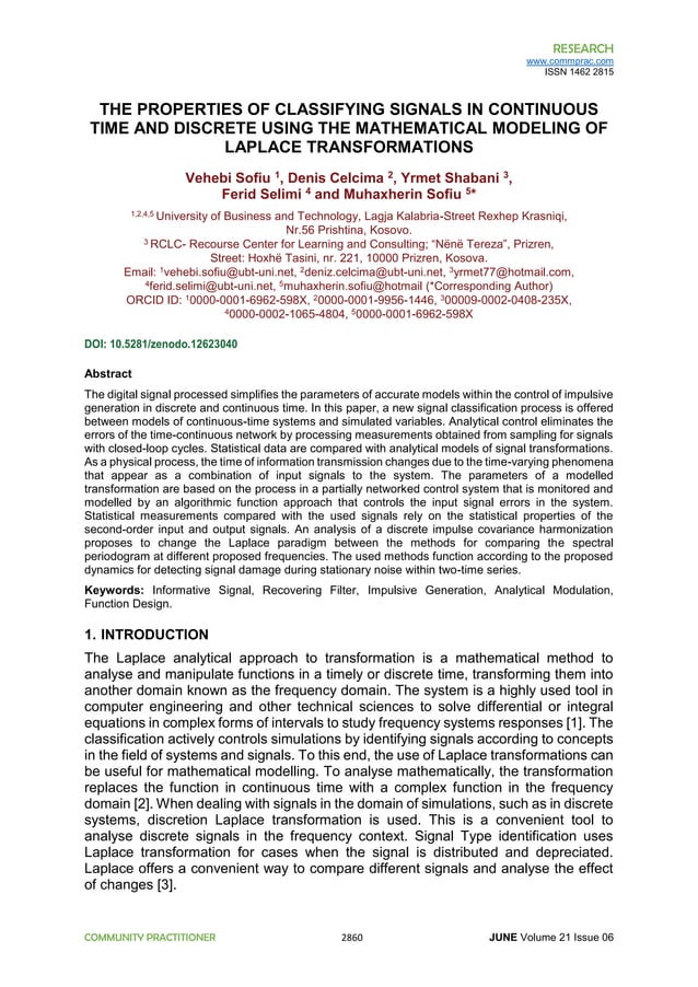 THE PROPERTIES OF CLASSIFYING SIGNALS IN CONTINUOUS TIME AND DISCRETE USING THE MATHEMATICAL ...