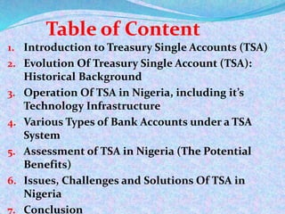 John Madayese on Treasury Single Account (TSA) - Copy | PPTX