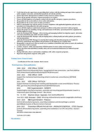 CV HSE SUPERVISOR IN ENGLISH | DOC | Executive Leadership & Management ...