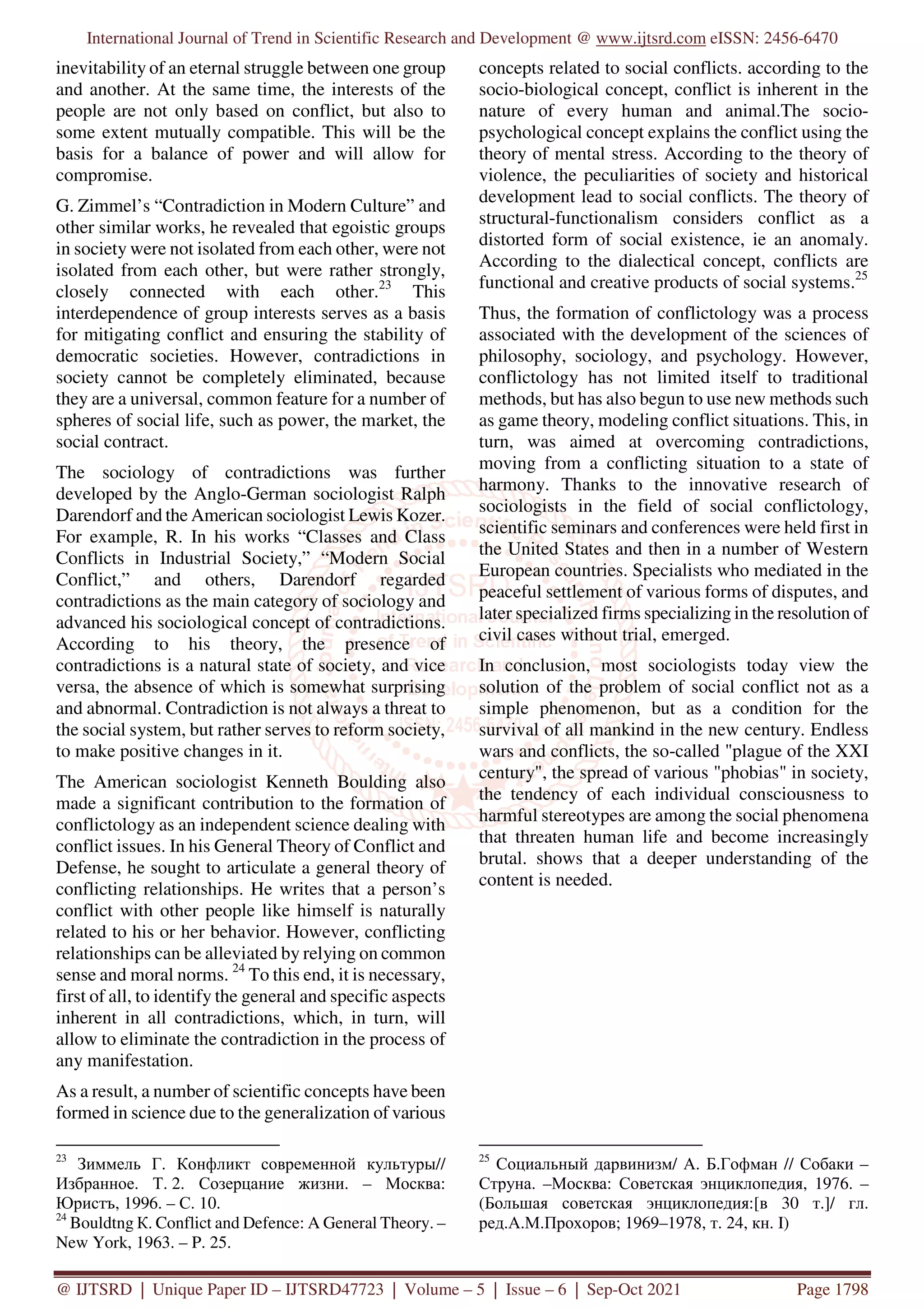 History of the Study of Social Contradictions | PDF