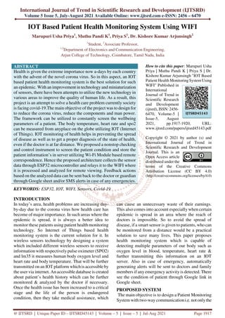 IOT Based Patient Health Monitoring System Using WIFI | PDF
