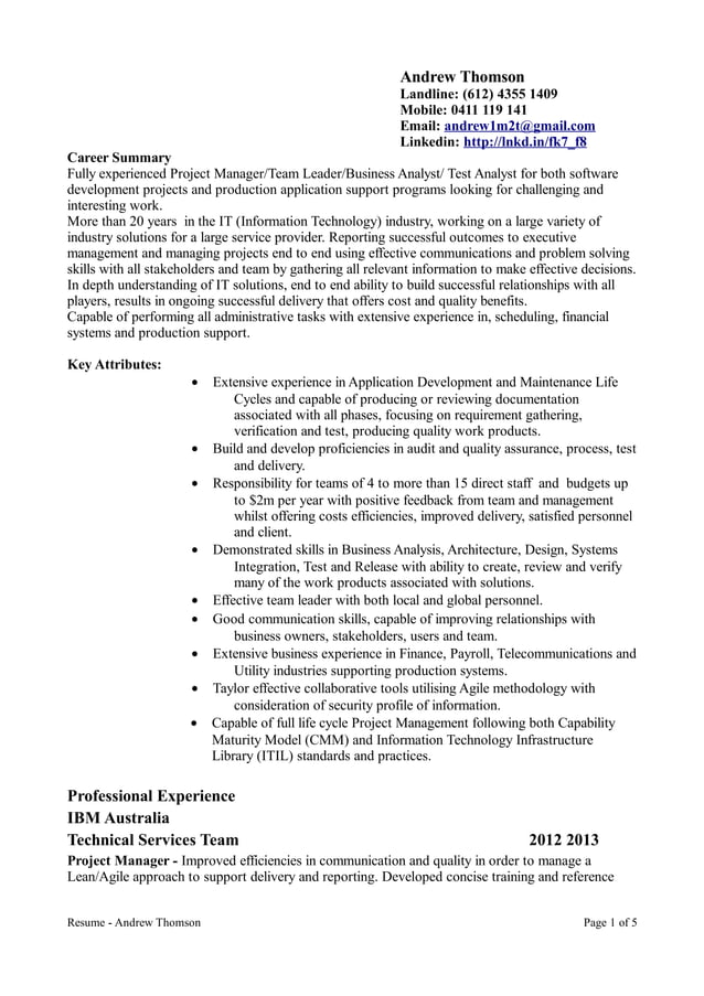 Andrew Thomson Resume | PDF