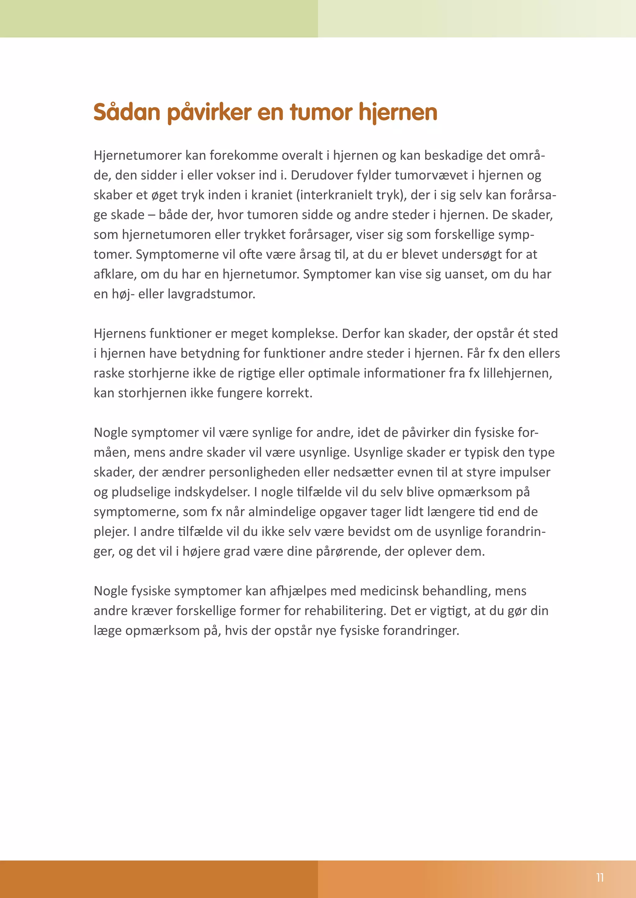 Haandbog for patienter med hjernetumor | PDF