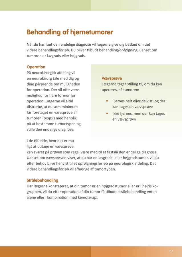 Haandbog for patienter med hjernetumor | PDF