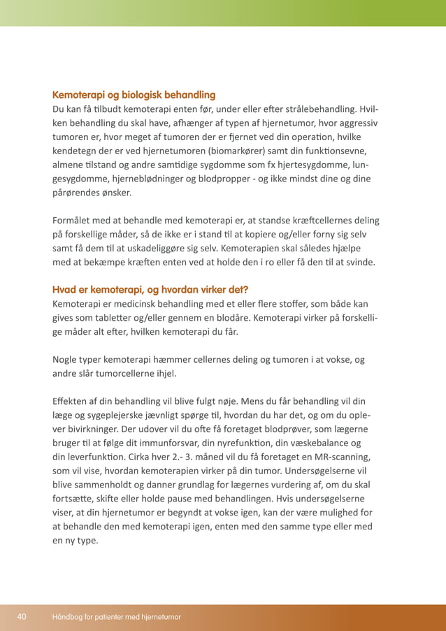 Haandbog for patienter med hjernetumor | PDF