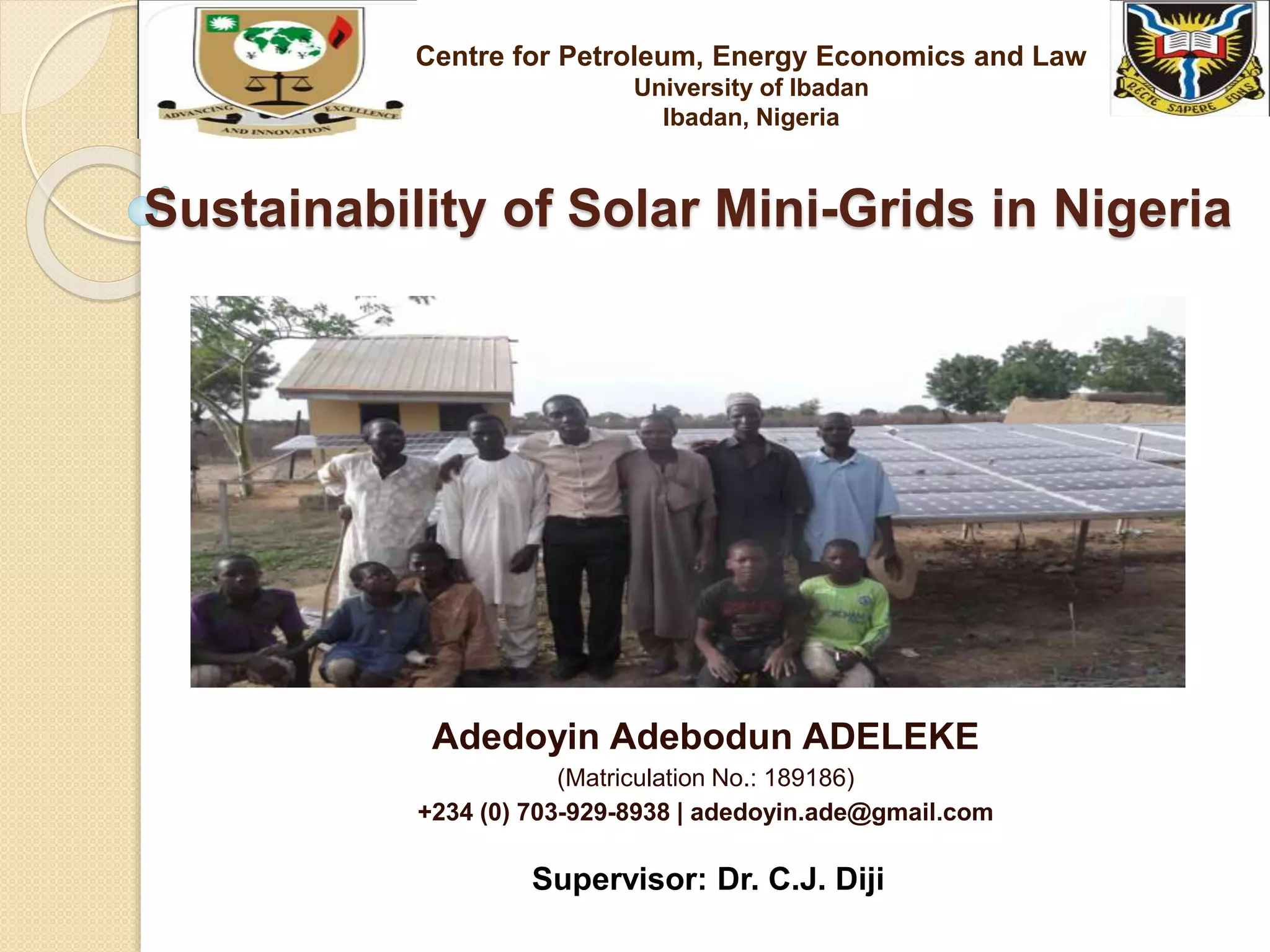 Sustainability of Solar Mini-Grids in Nigeria | PPTX