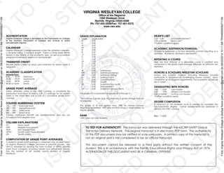 Virginia Wesleyan College - Official Transcript | PDF | Undergraduate ...