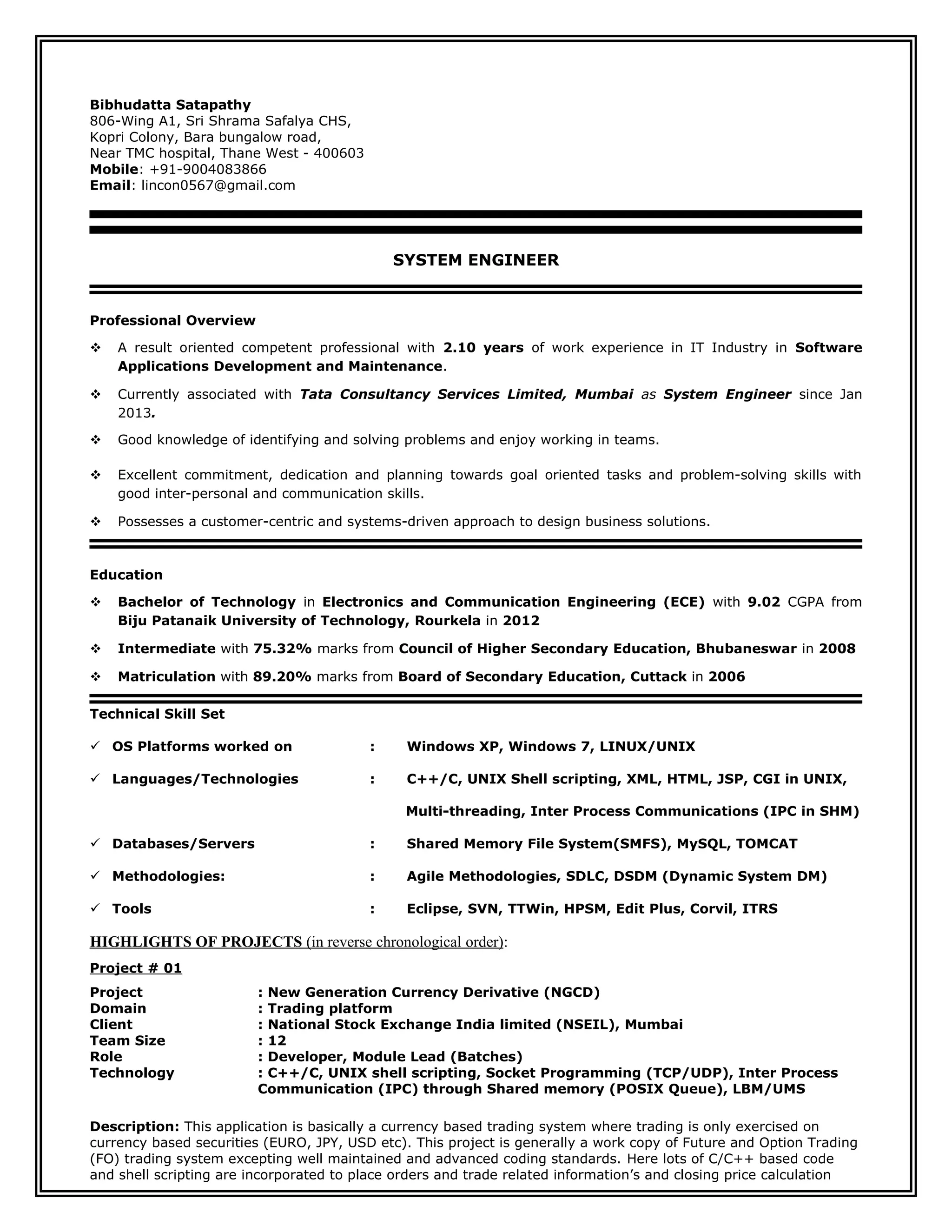 Bibhu_Resume_2015 | DOC | Programming Languages | Computing