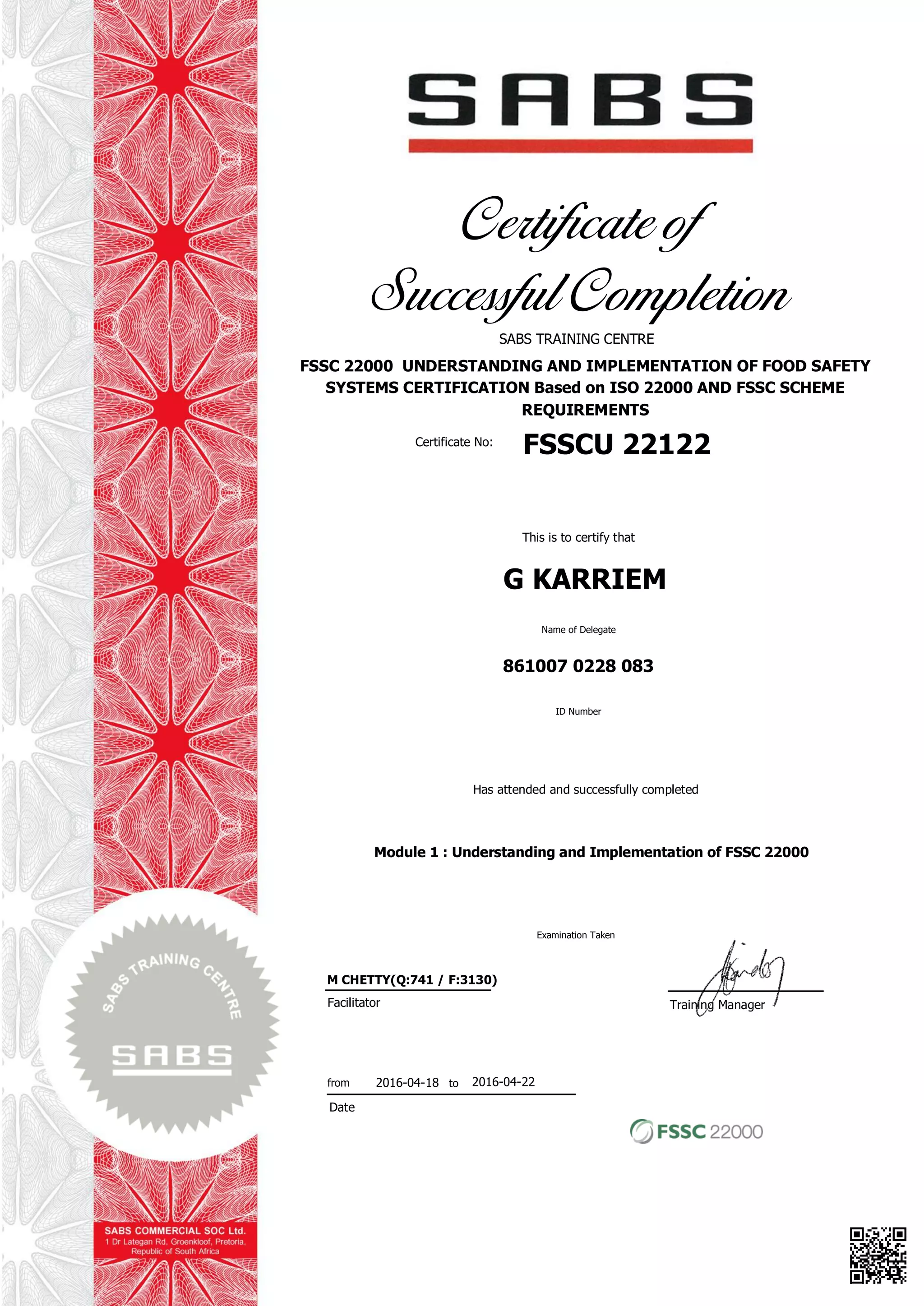 SABS CERTIFICATE | PDF